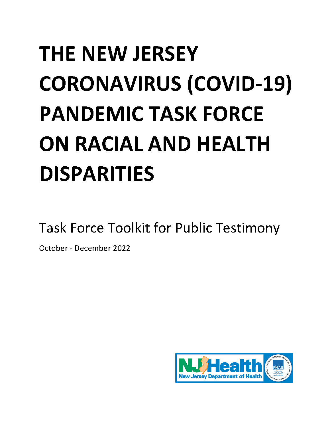NJ COVID-19 Task Force on Racial and Health Disparities