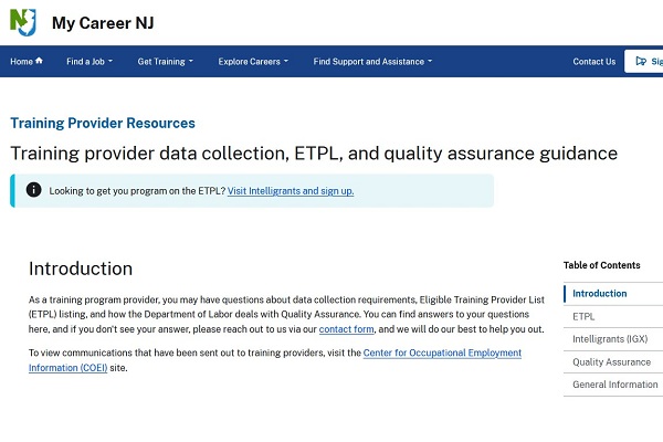 Department of Labor & Workforce Development | Training Providers