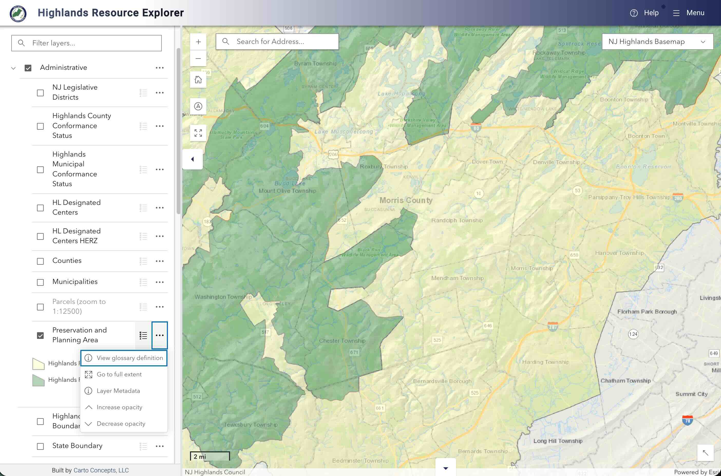 NJ Highlands Council Resource Explorer