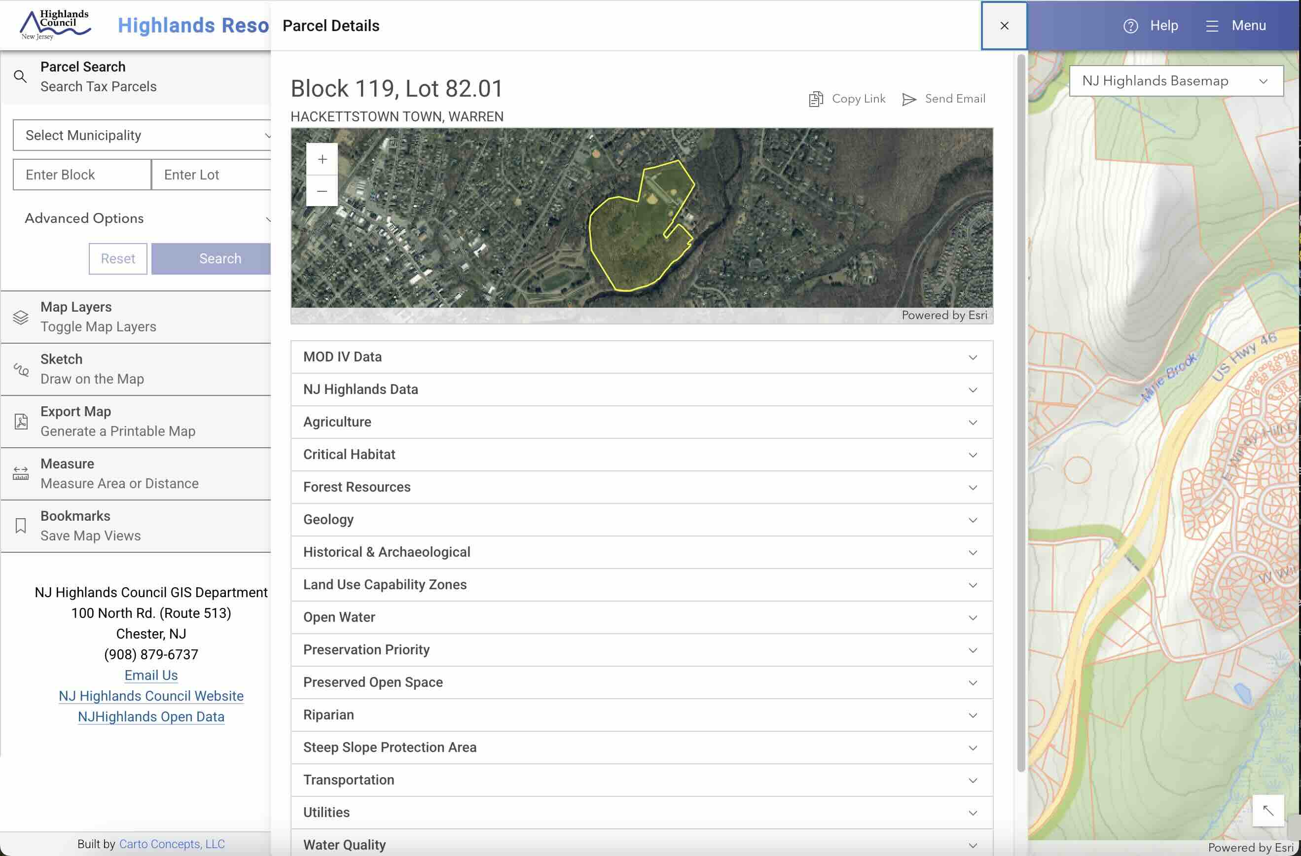 NJ Highlands Council Resource Explorer